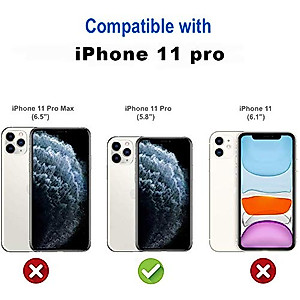 YESPURE Crossbody Case for iPhone 11 Pro,Transparent Soft Slim TPU Case for iPhone 11 Pro Clear Anti-Yellowing Shockproof Phone Case with Adjustable Neck Cord Lanyard Strap - Green-Blue-White