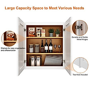 LOVMOR Wall-Mounted Bathroom Cabinet, 2-Doors Medicine Cabinet, Bathroom Cabinet Wall Mounted with Adjustable Shelves & Soft-Close Door, 12" D*27" W*42" H