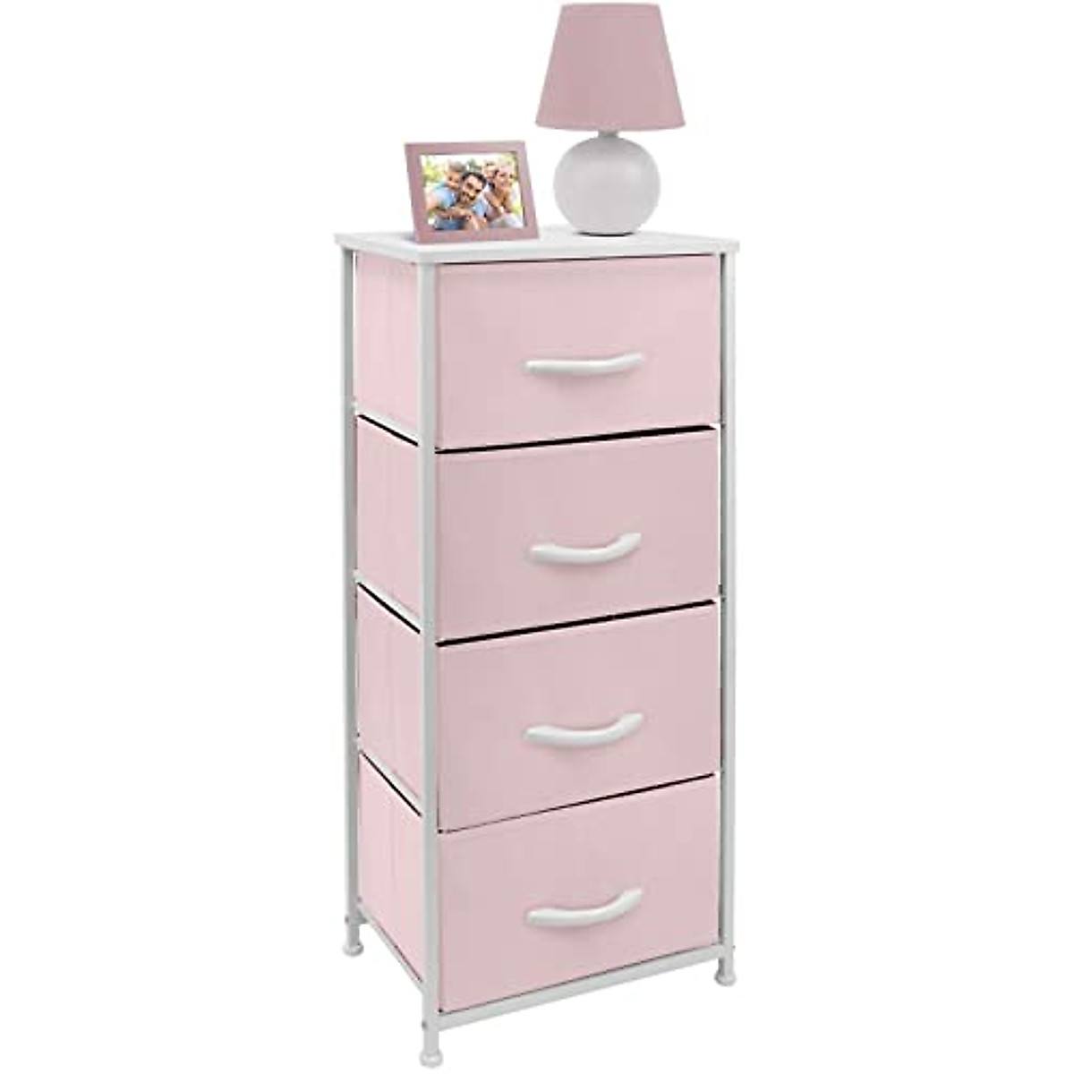 Sorbus Dresser Storage Tower, Organizer Drawers for Closet Boys & Girls Bedroom, Bedside Furniture, Chest for Home, College Dorm, Steel Frame, Wood Top, Fabric Bins(Pink)