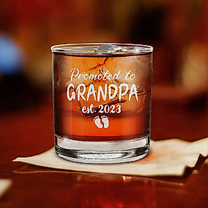 shop4ever® Promoted To Grandpa Est 2023 Engraved Whiskey Glass Gift for First Time Grandpa, New Granddad, Grandpa to Be