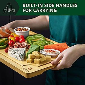 ROYAL CRAFT WOOD Organic Bamboo Cutting Board with Juice Groove - Kitchen Chopping Board for Meat (Butcher Block) Cheese and Vegetables
