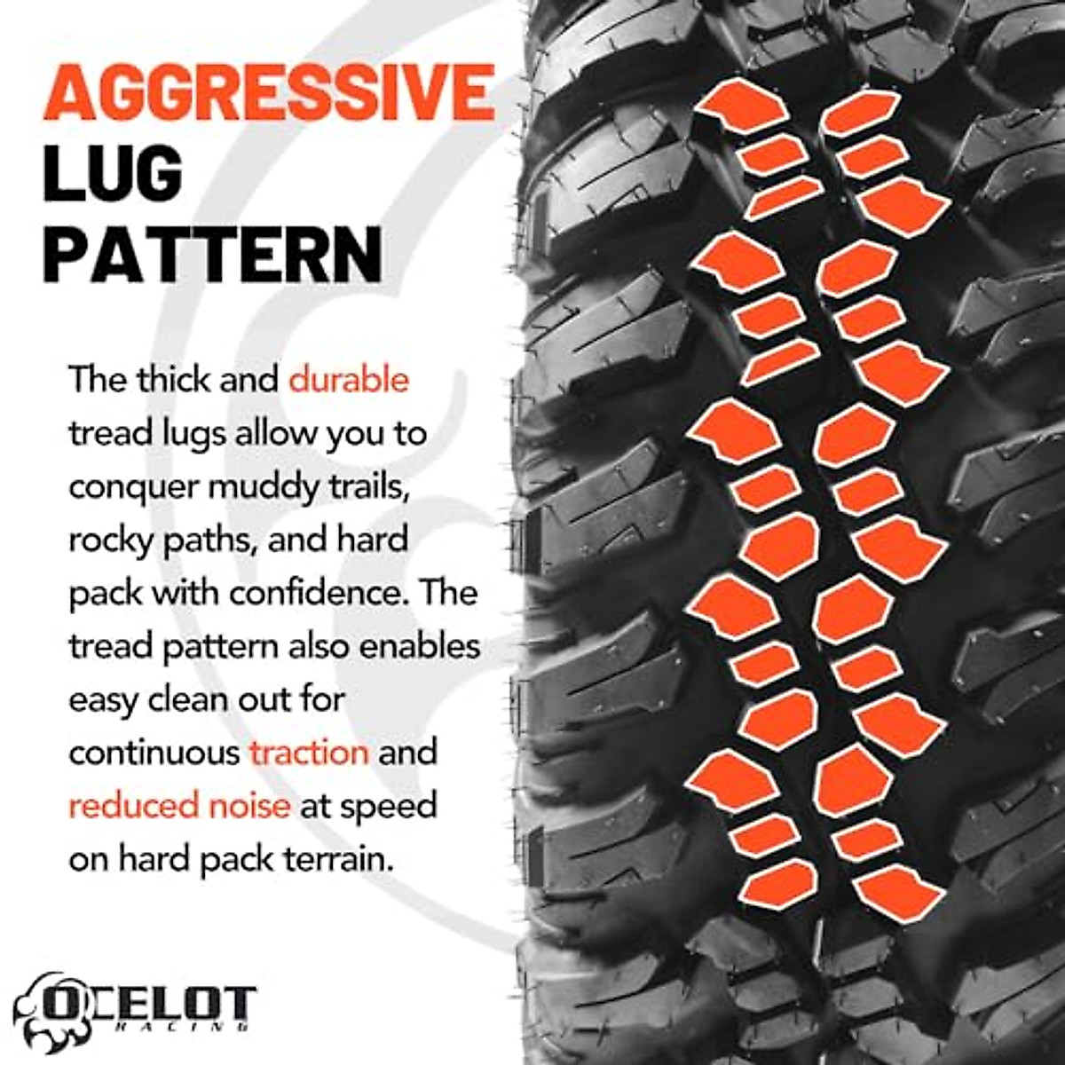 Ocelot Aurora 30x10x14 UTV Tires All Terrain, Durable 8-Ply Radial Construction and Non-Directional Tread, Thick Lugs for Diverse Terrain and Conditions - 30x10x14 UTV Tire