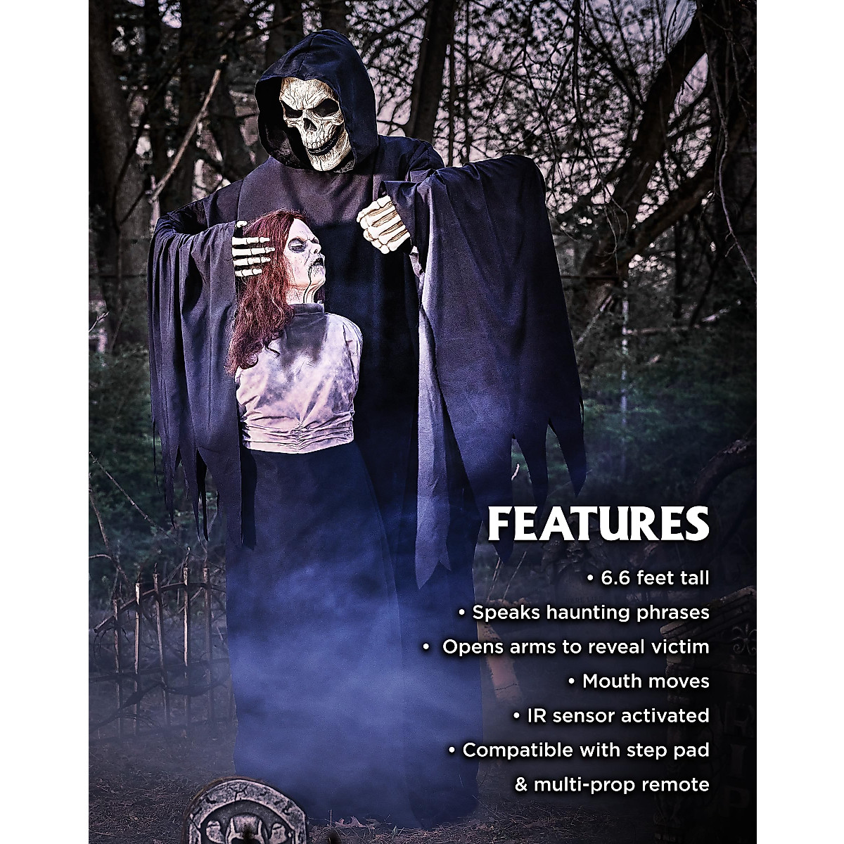 Spirit Halloween 6.6 Ft The Black Heart Animatronic | Decorations | Animated | Moving arm motions | Speaks Chilling Phrases