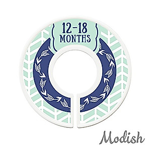 Modish Labels Baby Clothes Size Dividers, Baby Closet Organizers, Closet Size Dividers, Baby Closet Organizers, Clothes Organizer, Neutral, Boy, Woodland, Arrows, Nordic, Boho, Navy Blue, Mint (Baby)