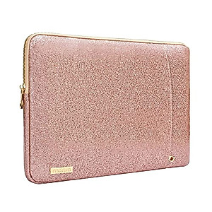 MOSISO Laptop Sleeve Compatible with MacBook Air 13 M2 A2681 M1 A2337 A2179 A1932/Pro 13 inch M2 M1 A2338 A2251 A2289 A2159 A1989 A1706 A1708, PU Leather Vertical Padded Bag Waterproof Case, Rose Gold
