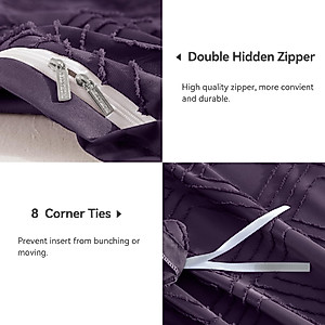 JELLYMONI Purple Duvet Cover Twin Size - 3 PCS Microfiber Tufted Duvet Cover Set, Boho Textured Duvet Cover Jacquard Rhombus Geometric Pattern Duvet Cover with Corner Ties & Zipper Closure