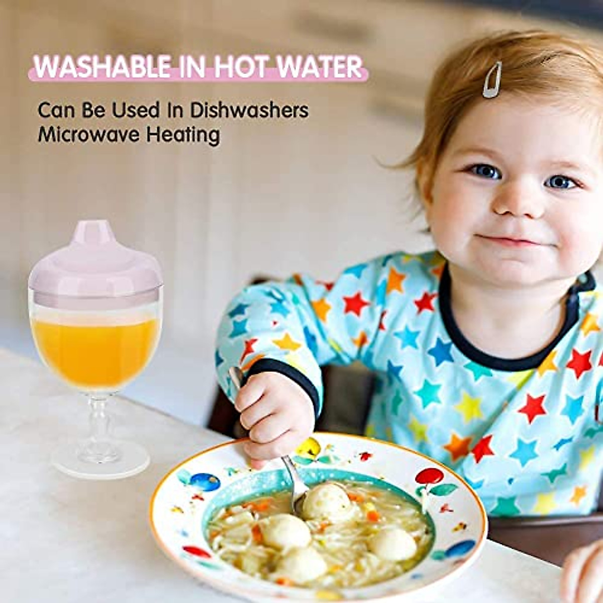 Crumye Princess Wine Sippy Cup Spill Proof, Fancy Wine Glass Sippy Cup No Spill for Baby Girl 1+ Year Old, Goblet Style Great for Your Princess Holiday Birthday Party, 5 Ounce (Pink)