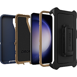 OtterBox Galaxy S23 Defender Series Case - Blue Suede Shoes (Blue), Rugged & Durable, with Port Protection, Includes Holster Clip Kickstand