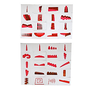 Kghios Montessori Pink Tower、 Brown Stair and Long Red Rods Sensorial Cards with Wood Box,Montessori Toys Materials for Toddlers Visual Sense, Early Educational Tools Preschool Learning Toys