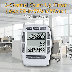 Jayron JR-KT001 Digital Timer Large LCD 3 Channel Countdown Timer,Kitchen Timer,Count Down Count Up Timer Cooking Timer Reset Clock Alarm Loud Strong Magnet Bracket for Kids Elderly (White)