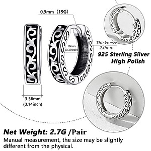 Silver Hoop Earrings for Women Vintage Celtic Knot Huggie Hoops for Couple Unisex Jewelry