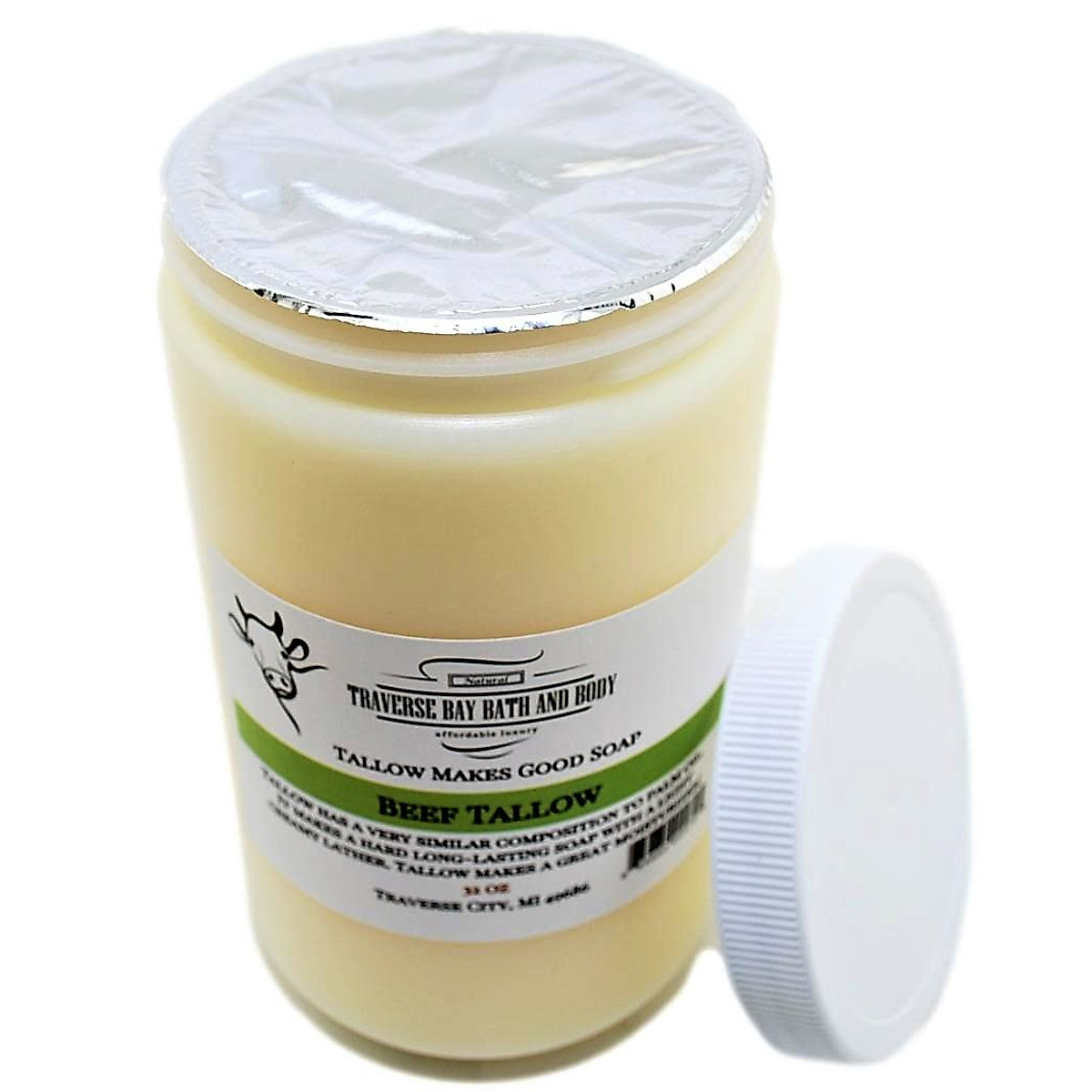 BEEF TALLOW DEODORIZED Grass fed beef Non Hydrogenated Soap making supplies. 32 FL Oz DIY projects.