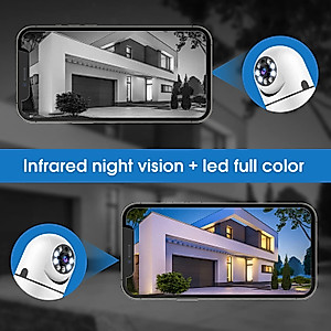 Yihoume Upgraded,Wireless Light Bulb Security Camera, 360°Panoramic 2K Surveillance Cam 2.4GHz Camera with Motion Detection Alarm Night Vision Two-Way-Talk Phone Remote View Indoor (2 Pack)
