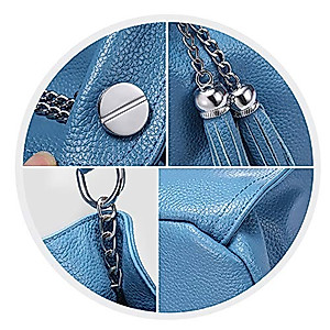 Vintage Leather Hobo Bags Top Handle Tote Handbags Cross body Shoulder Purse for Women (Blue)