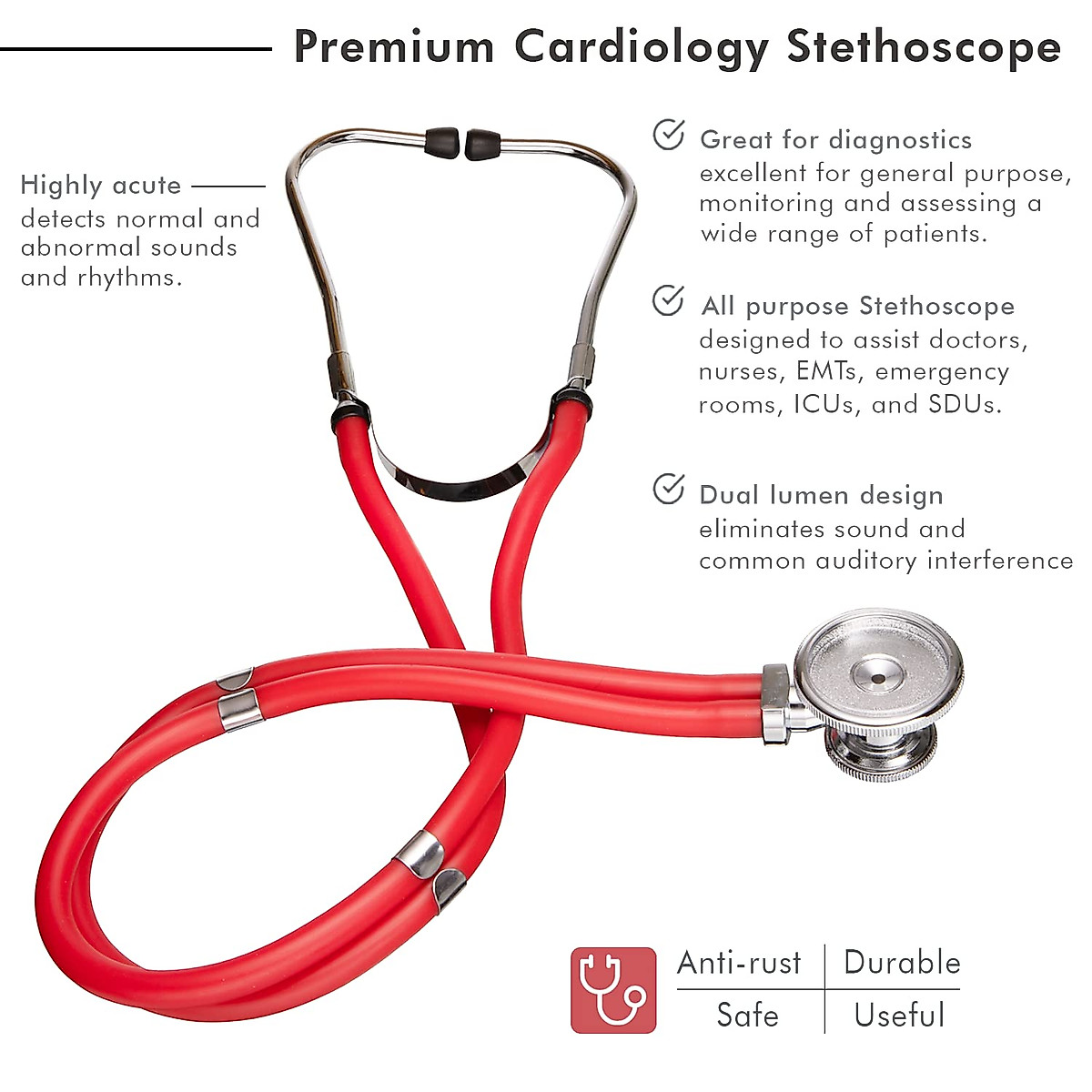 NOVAMEDIC Professional Aneroid Sphygmomanometer Blood Pressure Machine and Stethoscope Set, Universal Adult Size Cuff Arm 8.7-16.5", Manual Emergency BP Monitor Kit with Carrying Case, Red