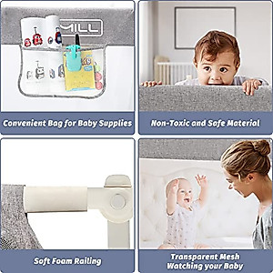 FAMILL Upgrade Bed Guard Rail for Full Size Queen King Twin Bed for Toddlers and Baby (Grey,1 Piece, 78.7")
