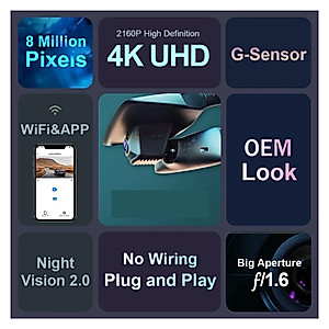 FITCAMX 4K Car DVR Compatible with Model X AP 2.0, Model S AP 2.0,Wireless Car Camera,Dash Cam Compatible with Tesla Model 3,Model Y (Color : Model 3, Size : 4K Front Cam 64GB)