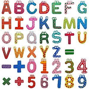 41 PCS Wooden Magnetic Letters & Numbers, Fridge Magnets for Toddlers, Fridge Magnets, Magnetic Alphabet Letters Preschool Education Learning Spelling Toys for Kids