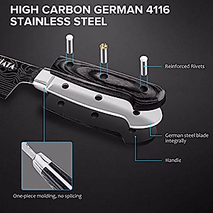 MOSFiATA Chef Knife 10 Inch Super Sharp Professional Kitchen Knife with Finger Guard in Gift Box, German High Carbon Stainless Steel EN.4116 Cooking Knife with Micarta Handle