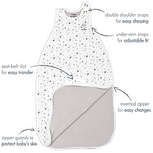 Woolino Toddler Sleeping Bag, 4 Season, Merino Wool and Organic Cotton Baby Wearable Blanket, 2-4 Years, Lilac