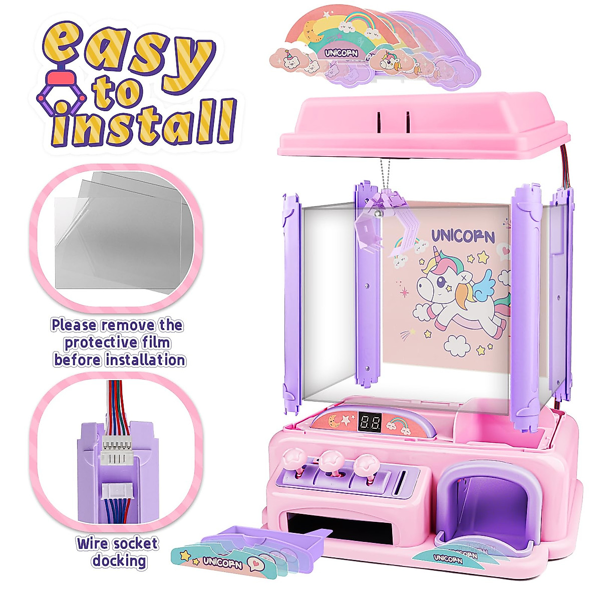 Amy&Benton Girls Remote Control Robot Building Kit Stem Pink Robot Kit with APP for 8-16 Year Old Kids + Claw Machine for Kids Grabber Arcade Crane Venting Toy with Prizes for Girls