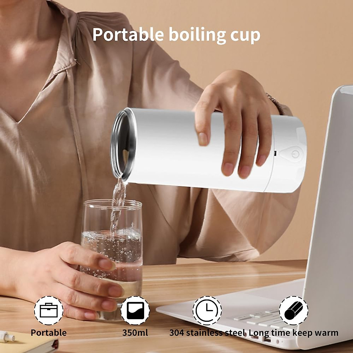 Portable Electric Kettle Travel Kettle Small Stainless Steel Electric Kettle 304 Stainless Steel Personal Hot Water Boiler