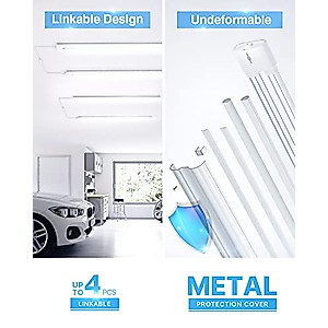 Ensenior 4 Pack Linkable LED Utility Shop Light, 4 FT 4400lm, 36W Equivalent 280W, 5000K Daylight, 48 Inch Integrated Fixture for Garage&Workbench, Surface or Hanging Mount, White, ETL Certified