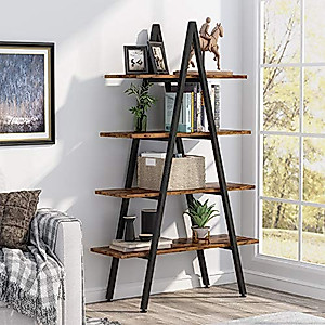 Tribesigns 4-Tier Bookshelf, A-Shaped Bookcase 4 Shelves Industrial Ladder Shelf Open Display Shelves Book Storage Organizer for Living Room, Home Office