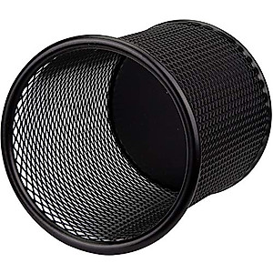 Nicunom 12 Pack Metal Pen Holder Mesh Pencil Holder Desk Organizer Mesh Round Pen Cup Pencil Cup for Desk Office Pen Organizer, Black