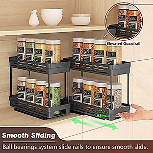 2 Packs Pull Out Spice Rack Organizer for Cabinet, Durable Slide Out Spice Racks Organizer, Easy to Install Spice Cabinet Organizers, 4.33''Wx10.43''Dx7.87'H, 2 Tier - Each Tier Can Hold 10 Spice Jars