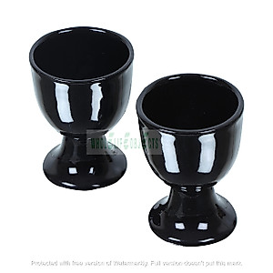 Soft Boiled Egg Holder | Ceramic Egg Cup Set | Ceramic Egg Holder Pottery Housewarming Gift set of 2 (Black Finish)