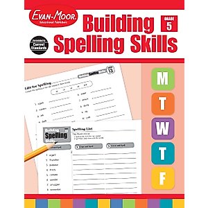 Evan-Moor Building Spelling Skills, Grade 5 - Homeschooling & Classroom Resource Workbook, Reproducible Worksheets, Teaching Edition, Spelling Strategies, Reading and Writing Skills
