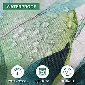 REZAYMRS Green Floral 3 in 1 Shower Curtain No Hooks, 71x74 inch Waterproof & Washable, Polyester Snap in Fabric Liner, Sheer Top Window, Double Layer Bathtubs Hotel Shower Curtains Set