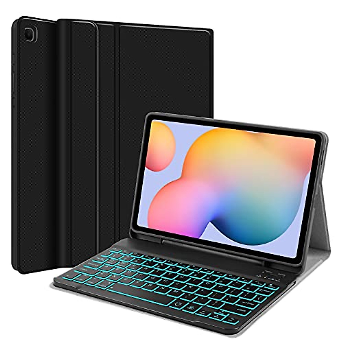 Keyboard Case for Samsung Galaxy Tab S6 Lite 10.4" 2024/2022/2020, Smart case with 7color Backlight Detachable Wireless Keyboard Cover with S Pen Holder (S6 LITE)