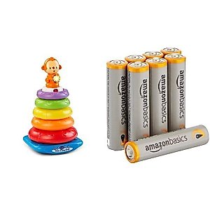 VTech Stack and Sing Rings with Amazon Basics AAA Batteries Bundle