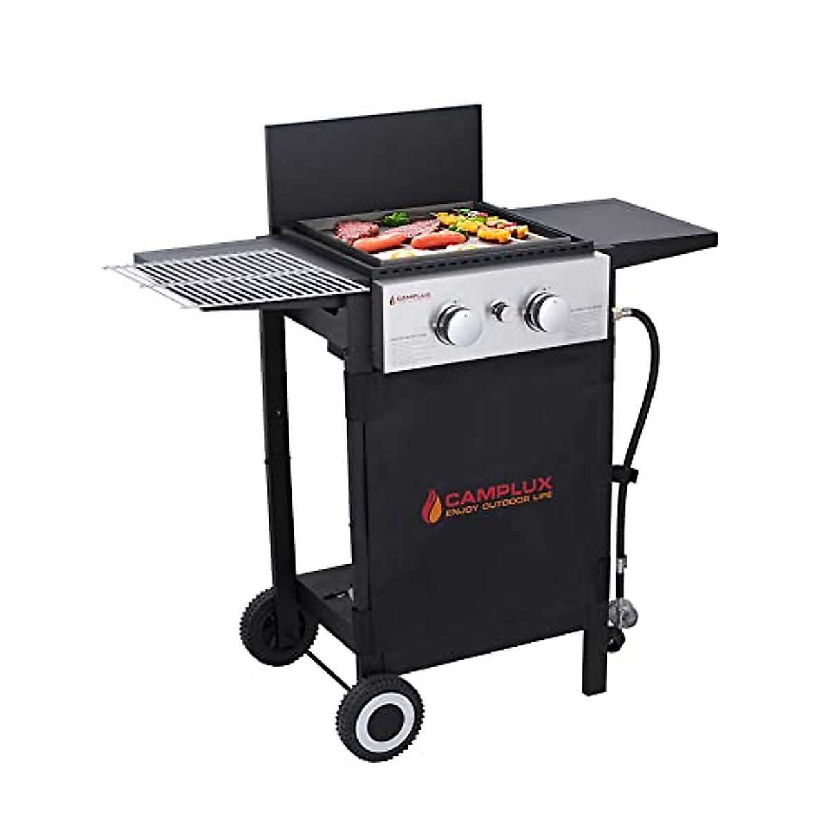 Camplux Flat Top Gas Grill, 22,000 BTU Barbecue Grill, Propane Griddle Grill Combo, 2 Burner Griddle with Lid, BBQ Grill for Outdoor Cooking, Camping, Backyard Parties, RV Travel