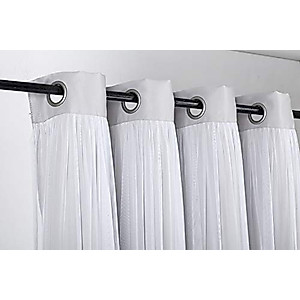 ECM. Catarina Layered Solid Blackout and Sheer Window Curtain Panel Pair with Grommet Top 2 Layered (Cloud Grey, 2PC 52" x 84")