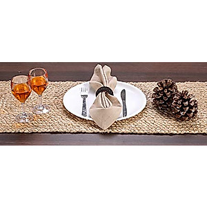 GLAMBURG Farmhouse Jute Burlap Table Runner 36 Inches Long, 13x36 Natural Jute Braided Table Runner, Organic Eco-Friendly Rustic Vintage Dining Table Runner