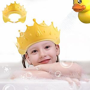 AZXIVIZ Baby Shower Cap Silicone for Children, Soft Adjustable Bathing Crown Hat Safe for Washing Hair, Protect Eyes and Ears from Shampoo for Baby, Toddlers and Kids from 6 Months to 12-Year Old