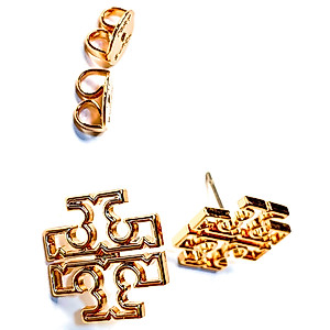 Tory Burch Britten Logo Stud Earring Rose Gold