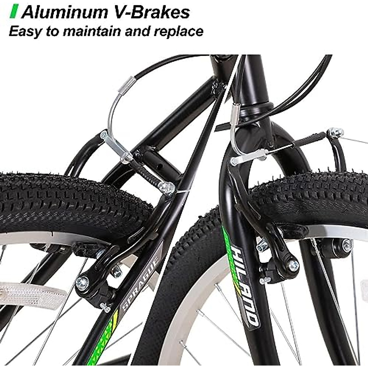 Hiland Mens and Womens 26 Inch Mountain Bike with 18 Speed Shifter, High-Carbon Steel Hardtail Trail Bicycle for Adult Black