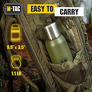 M-Tac Thermo Bottle Type 2 for Cold & Hot Beverages - Stainless Steel Leakproof Vacuum Insulated Flask (Olive, 25 oz)