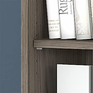 Bush Business Furniture Hybrid Tall 5 Shelf Bookcase in Modern Hickory