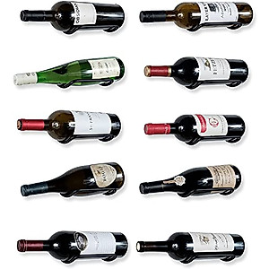 Rustic State Custom Design Iron Wine Hook Wall Mount Wine Bottle Holder with Cork Opener - Wine Rack Display for All Beverages Liquor - Home Kitchen Dining Room Bar Décor - Set of 10 - Black