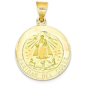 IceCarats 14K Yellow Gold Caridad Del Cobre Medal Necklace Charm Pendant 27mm x 18.3mm Only