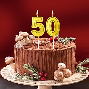 50th Birthday Candles for Cake, 50th Birthday Decorations for Men, 50th Birthday Cake Topper Gold 50th Birthday Candle for 50th Birthday Men 50th Birthday Gifts for Men & Women Birthday Cake Sparklers