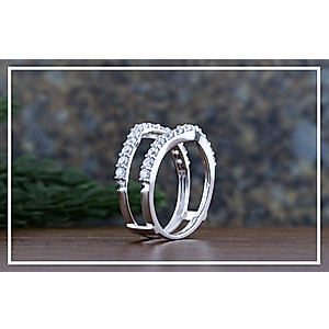 Dazzlingrock Collection Round Cubic Zirconia Wedding Enhancer Ring for Women (1.60 ctw, Color White, Clarity Clean) in 14K White Gold Size 8