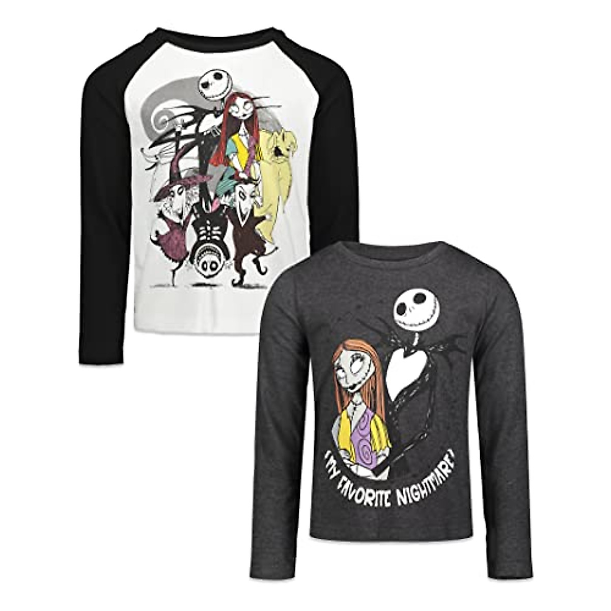 Disney Nightmare Before Christmas Sally Oogie Boogie Toddler Girls 2 Pack Long Sleeve T-Shirts Black/Grey 4T