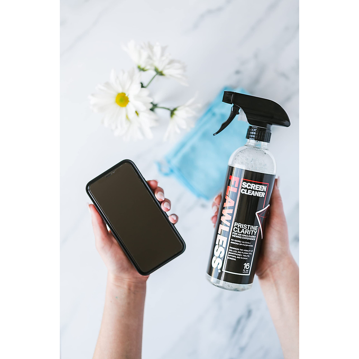 Flawless Screen Cleaner Spray with Microfiber Cleaning Cloth for LCD, LED Displays on Computer, TV, iPad, Tablet, Phone, and More (Single)