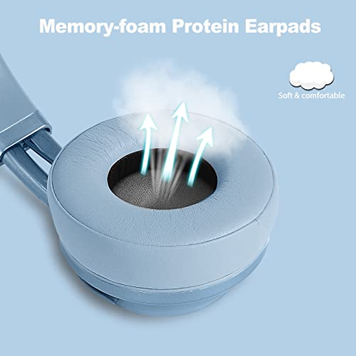 REETEC Wireless Bluetooth Headphones Over-Ear - [40 Hrs Playing Time, Soft Protein Earpads] Foldable HiFi Stereo Wireless Headphones with Microphone, Deep Bass Headset for Phone, PC, iPad - Blue